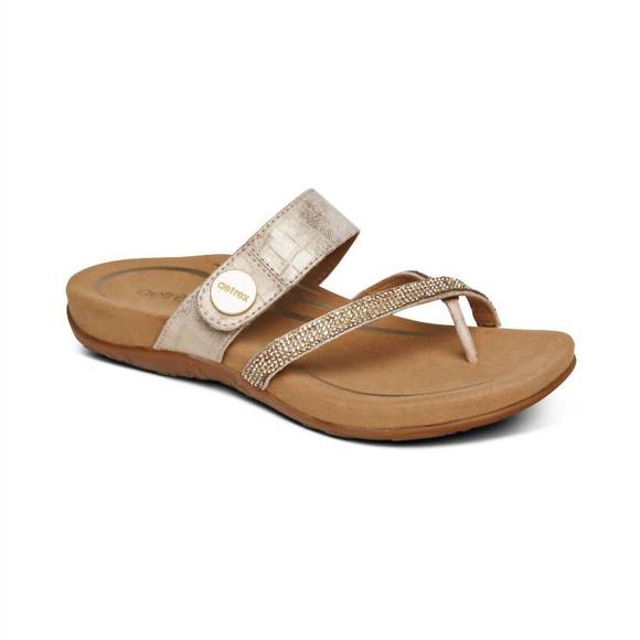 Aetrex | Shoes | New Aetrex Womens Izzy Sparkle Adjustable Slide Sandal ...